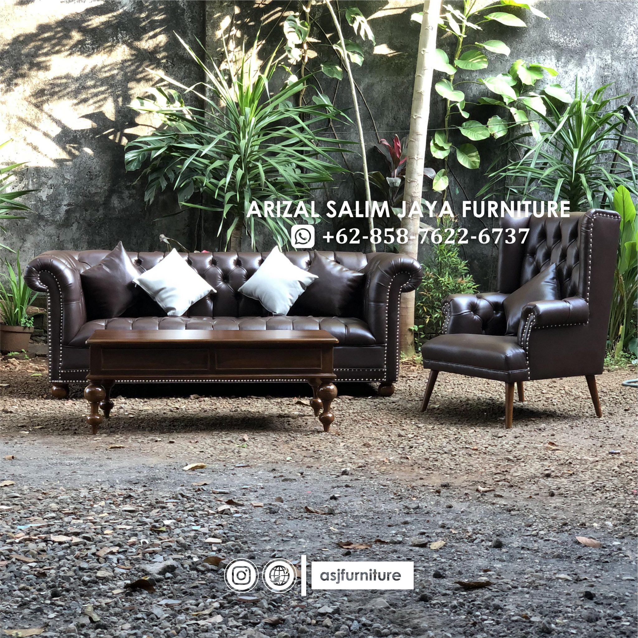 Sofa Tamu Chesterfield + Meja - ASJ Furniture Jepara