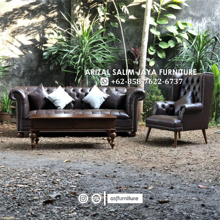 Sofa Tamu Chesterfield + Meja - ASJ Furniture Jepara