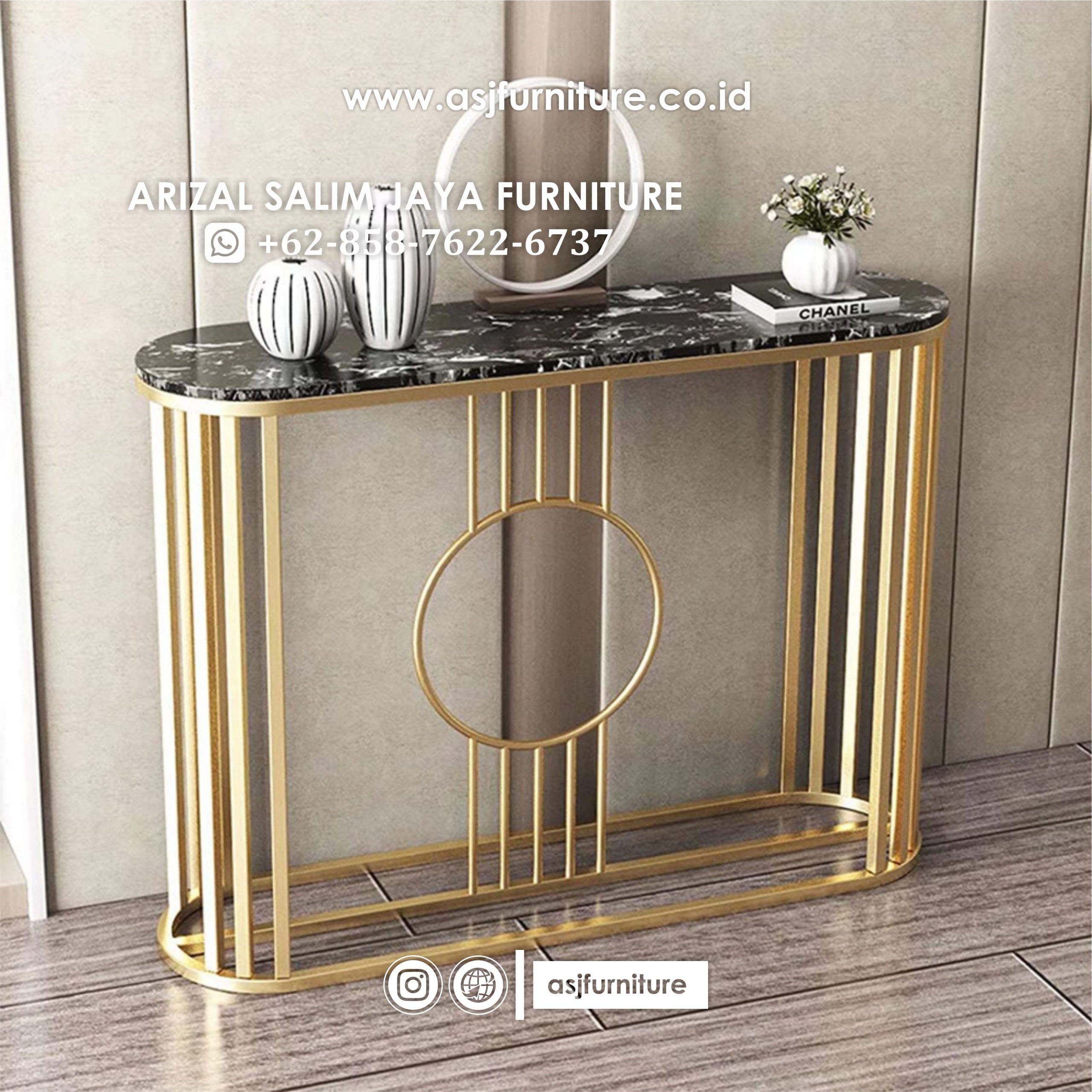 Meja Konsol Foyer Terbaru Stainless Marmer - Mebel Stainless Jepara