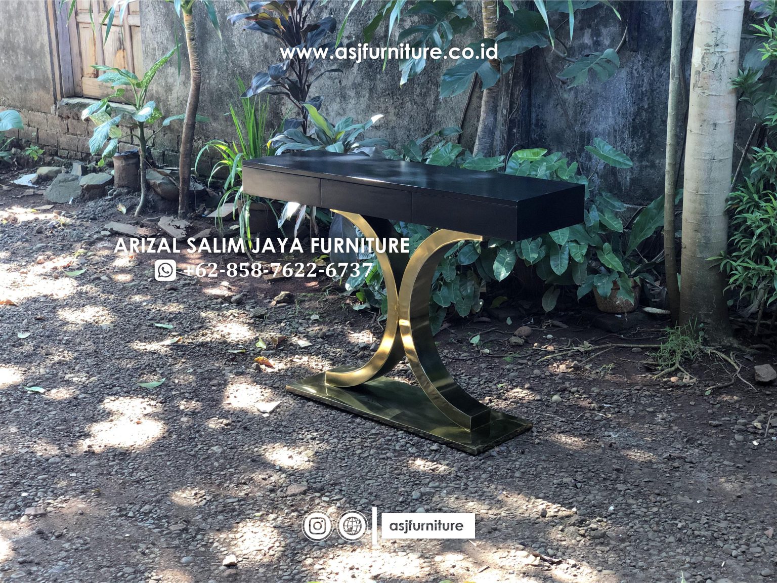 Meja Foyer Stainless Meja Kayu - ASJ Furniture Jepara